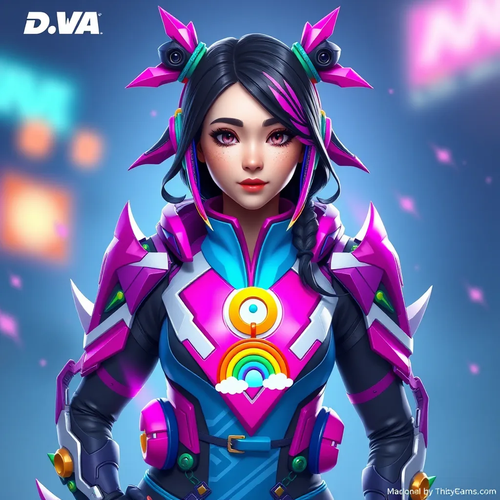 D.Va's Hangzhou Spark Skin and Rainbow Charm Delight : LevelUpTalk