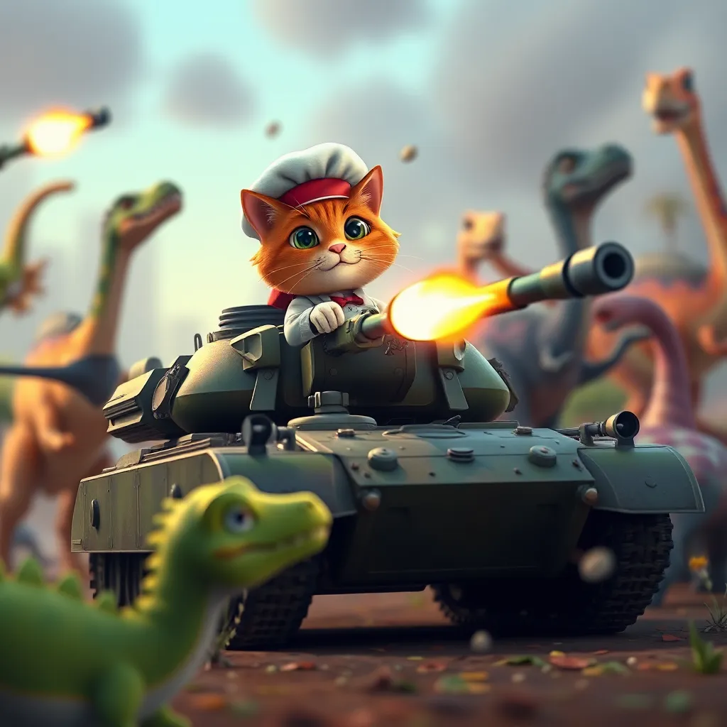Join the Adventure: Cat Chef vs. Dinosaurs in Tanks : LevelUpTalk