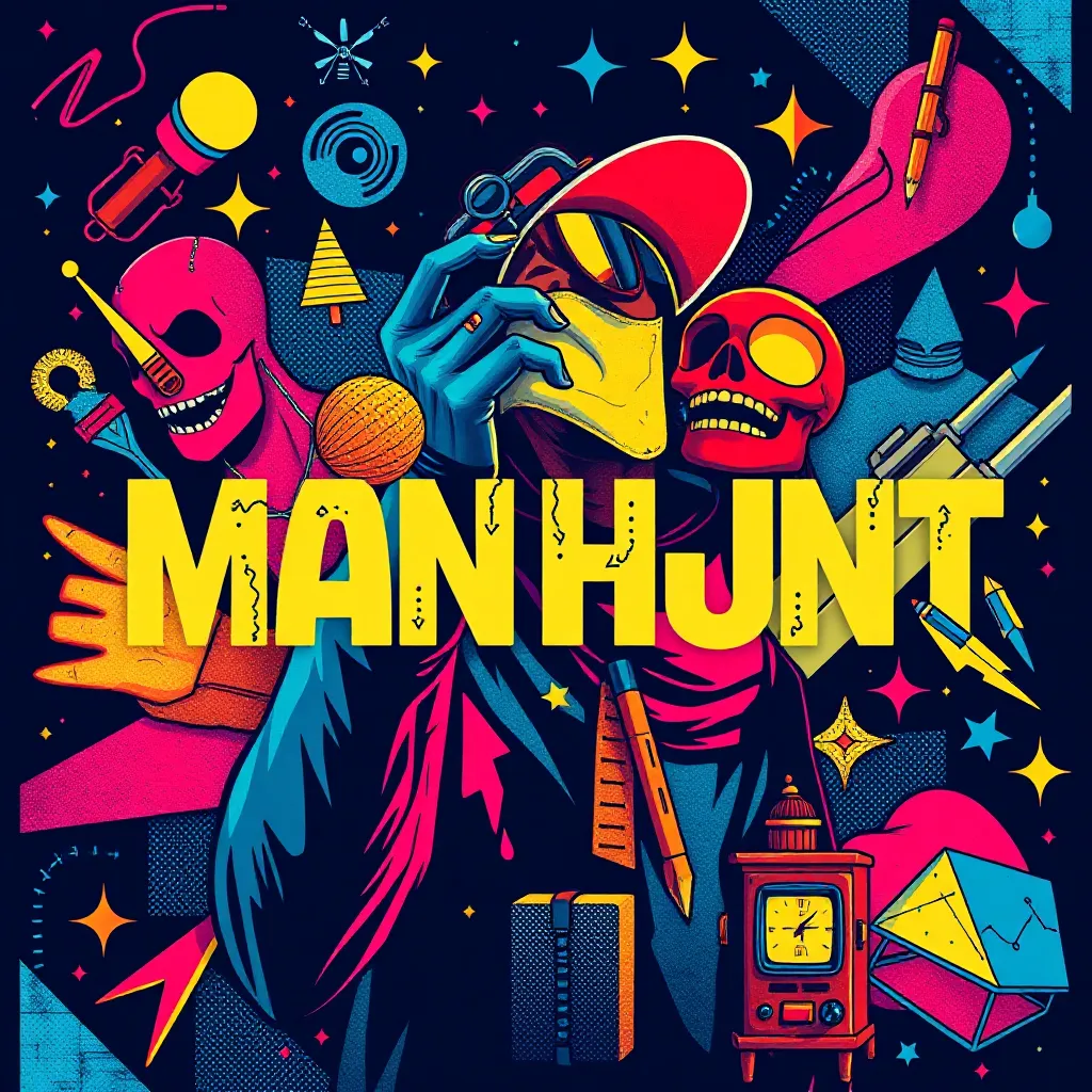Creative Manhunt Poster and Shirt Design Concept : LevelUpTalk