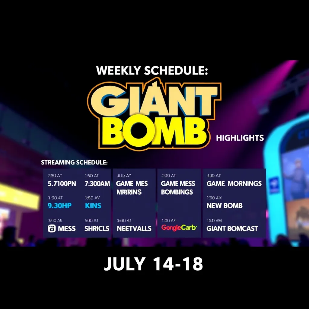 Weekly Schedule Highlights for Giant Bomb (July 14-18) : LevelUpTalk