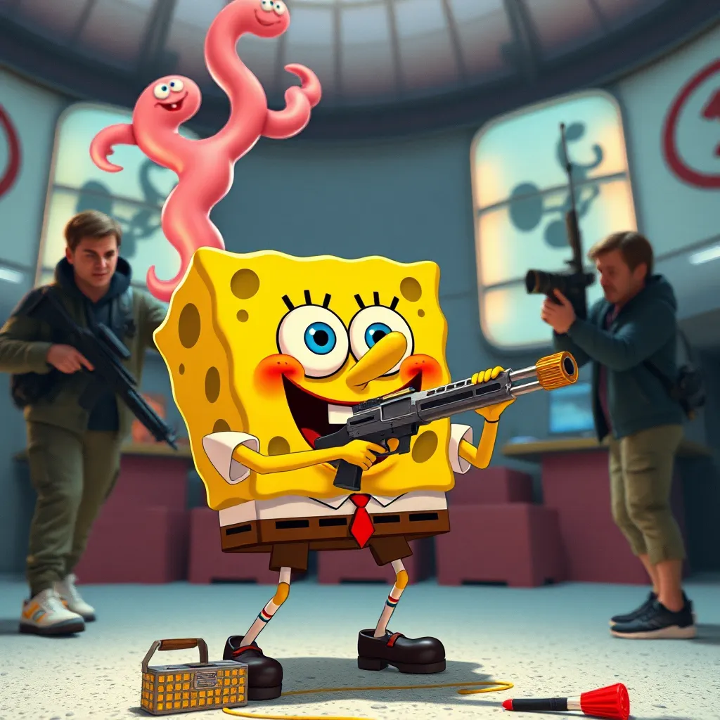 SpongeBob's Hilarious Photo Bomb During Weapon Switch : LevelUpTalk
