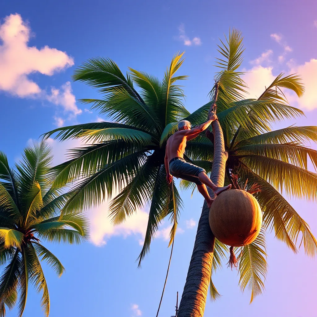 Streamer Makes Bold Move Climbing Giant Coconut Tree! : LevelUpTalk
